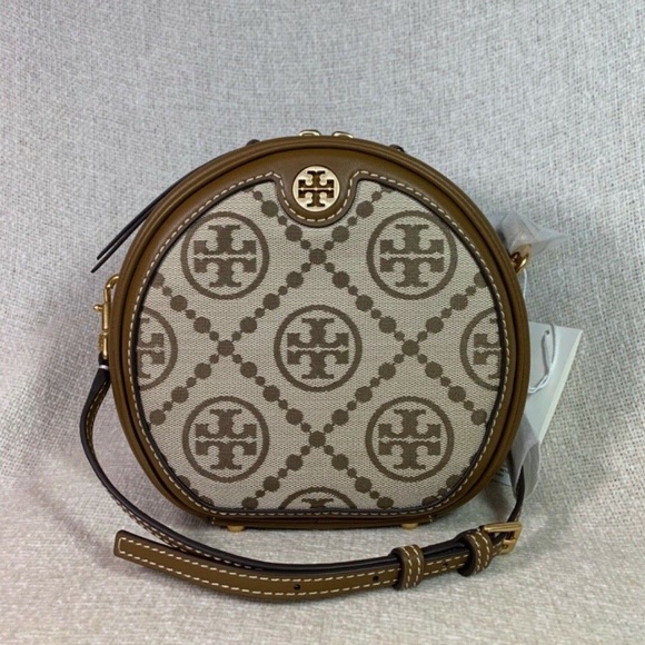 Tory Burch | Bags | New Tory Burch T Monogram Hazelnut Tan Jacquard ...
